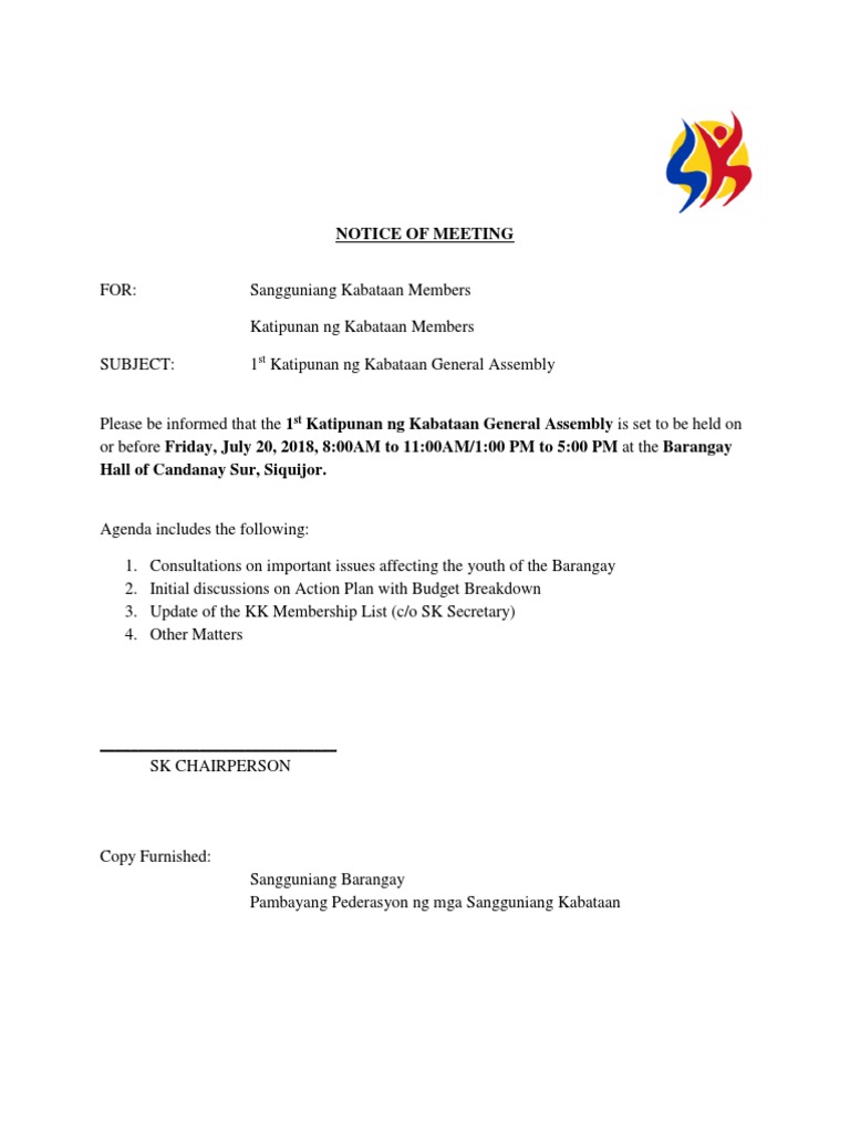 Notice of Meeting KK | PDF