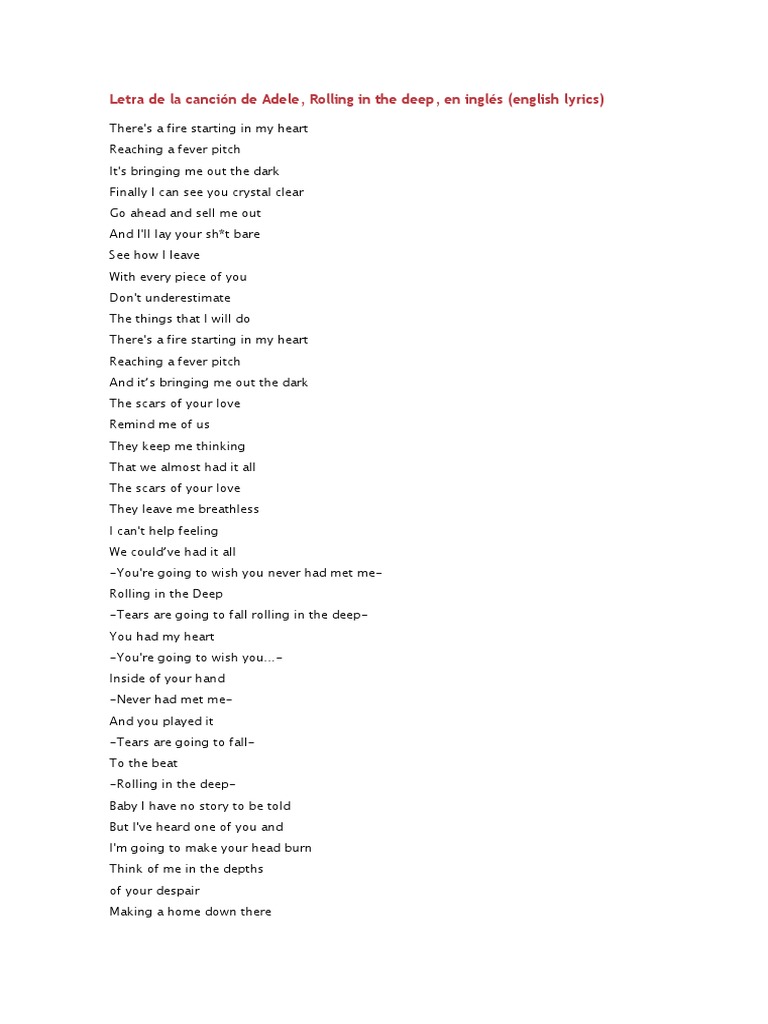 Letra de La Canción de Adele | PDF | Adele | Number One Singles