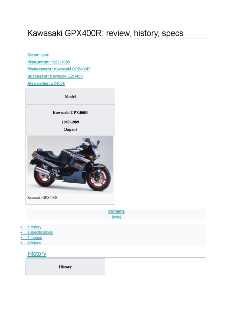 Kawasaki GPX400R | PDF | Automotive Industry | Automobiles
