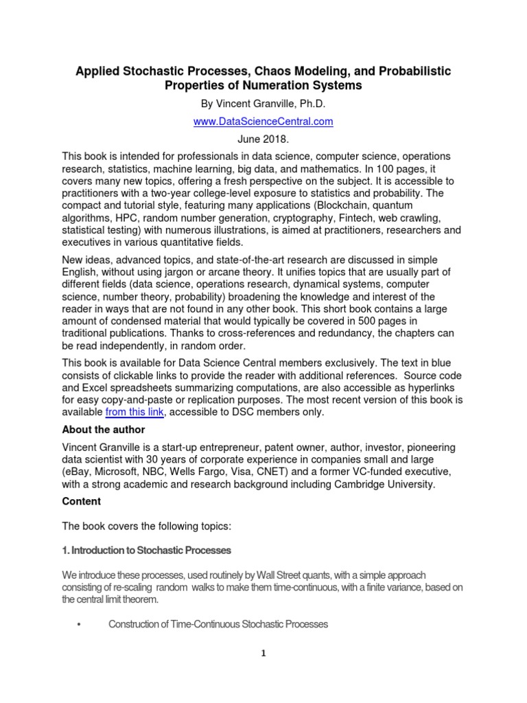 Applied Stochastic Processes | PDF | Stochastic Process | Probability Distribution