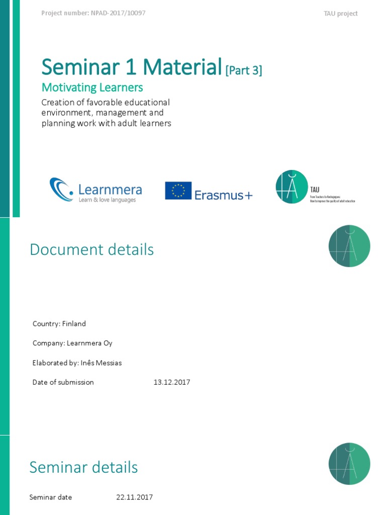 TAU Seminar1 Material Part3 | PDF | Motivation | Motivational