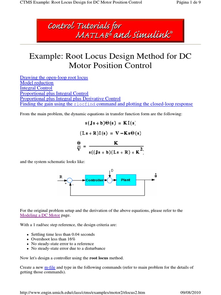 3 - Root Locus Design Method For DC Motor Position Control | PDF ...