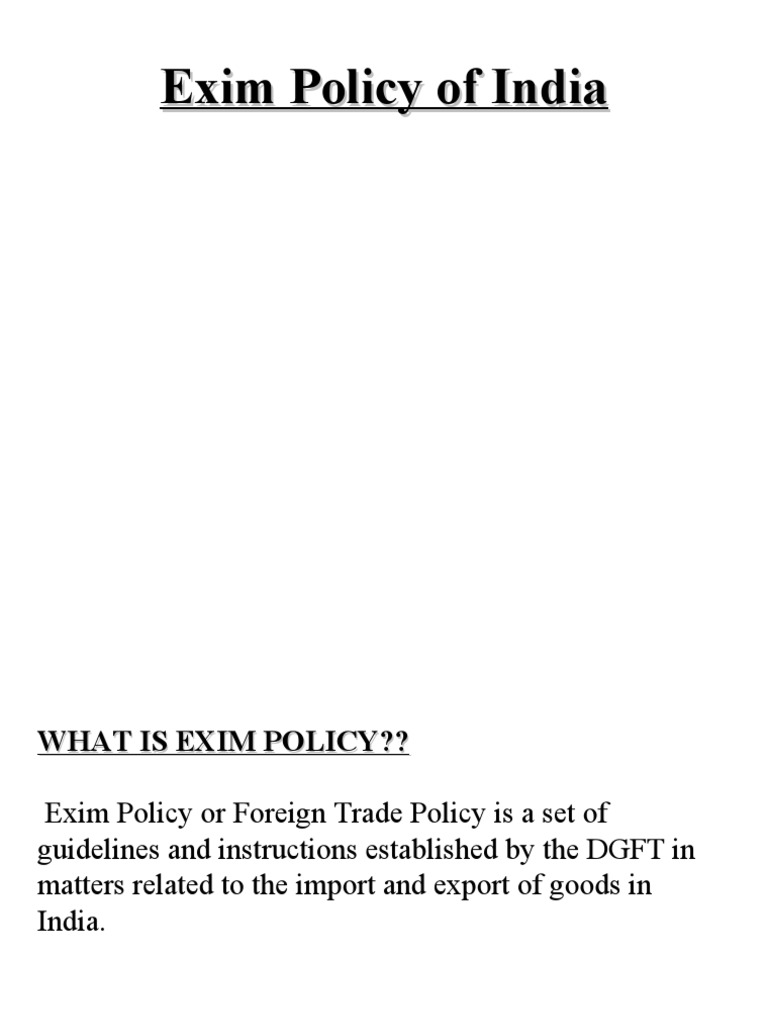 Exim Policy of India | PDF | Economic Growth | Economies