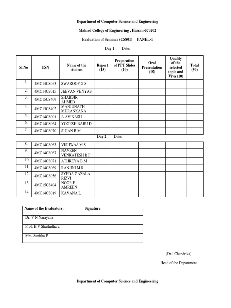 Seminar Evaluation Rubrics | PDF