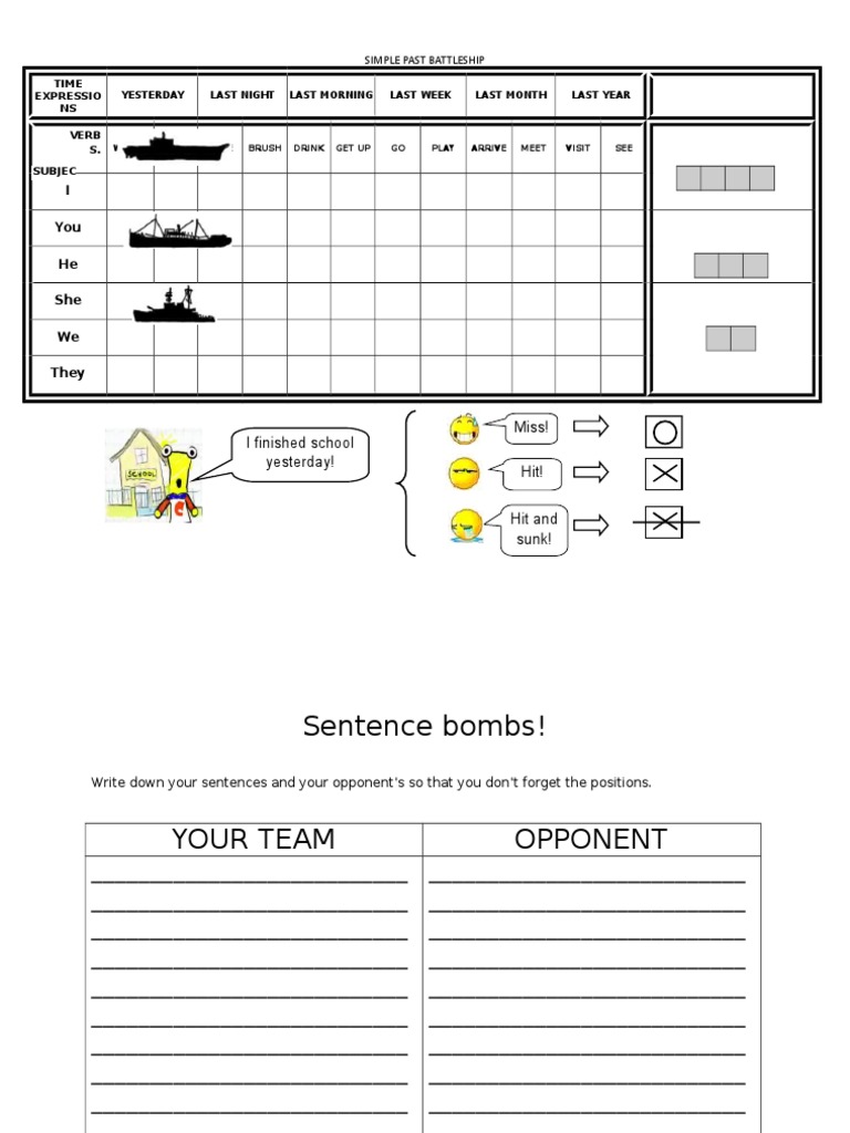Simple Past Battleship Game Guide | PDF
