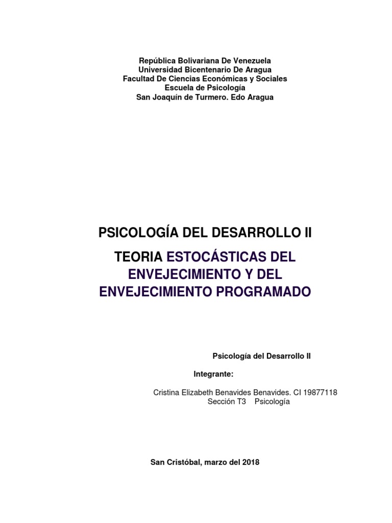 Teorías del envejecimiento estocástico y programado | PDF | Senectud | Envejecimiento
