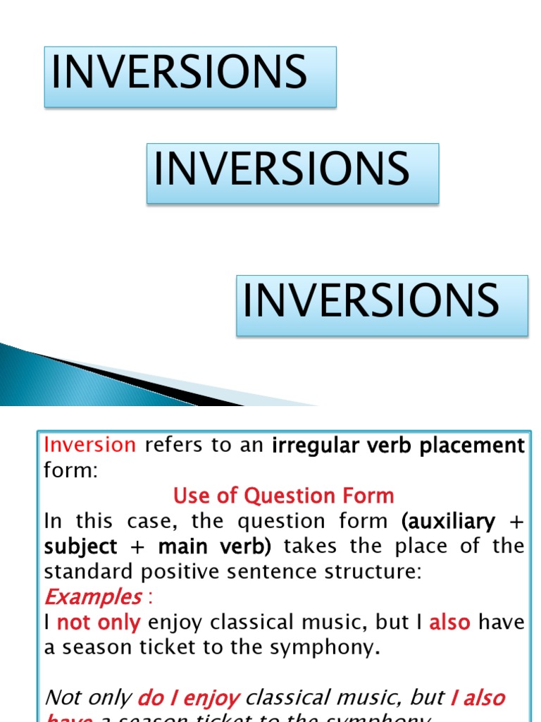 Inversions Inversions Inversions | PDF | Question | Linguistic Typology