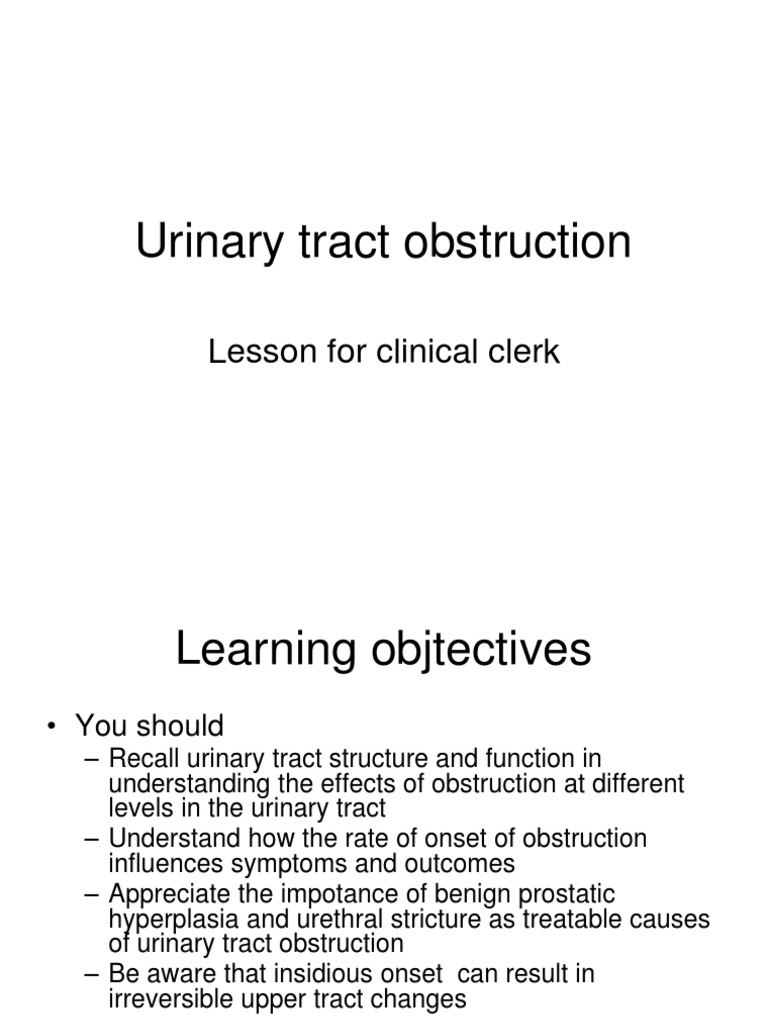 Understanding Urinary Tract Obstruction | PDF | Urinary Incontinence ...