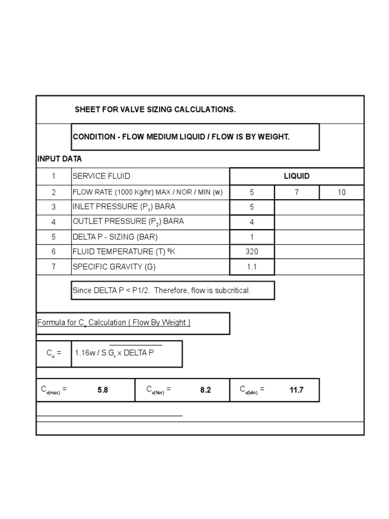 Valve CV Sizing Liquids Gases | Download Free PDF | Flow Measurement ...