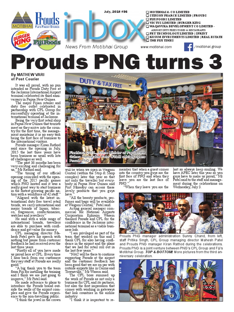 Motibhai Group Newsletter July 2018 Issue | Papua New Guinea | Juice