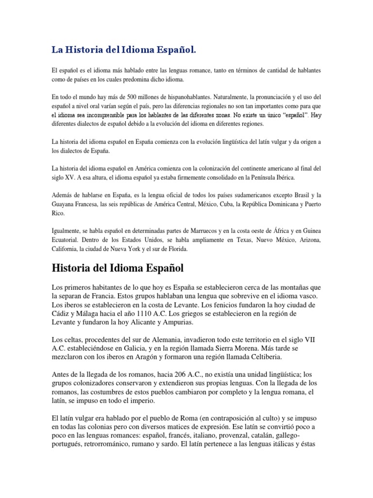 La Historia Del Idioma Español | PDF | Lengua española | latín