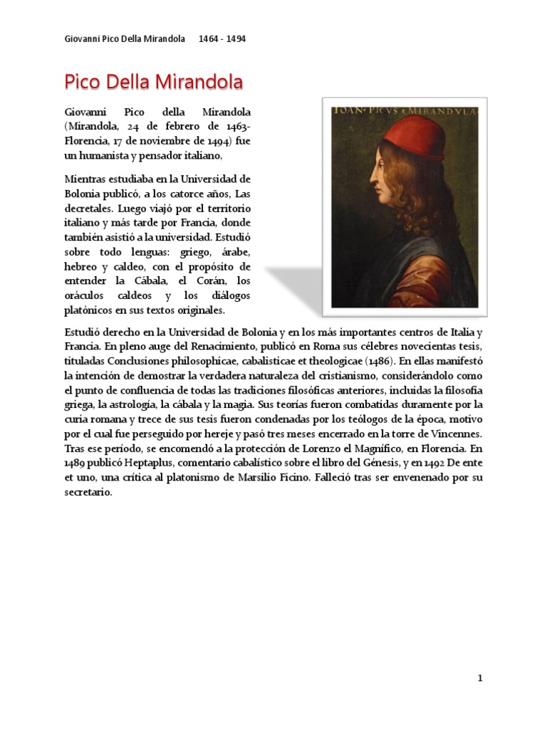 Giovanni Pico Della Mirandola | PDF | Science | Ciencia filosófica
