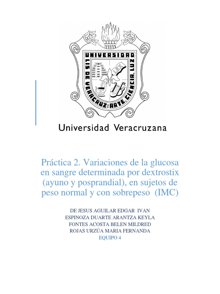 Práctica 2. Variaciones de La Glucosa en Sangre Determinada Por ...