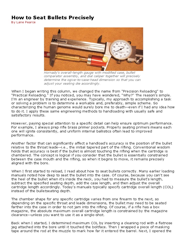 How To Seat Bullets Precisely | PDF | Bullet | Gun Barrel