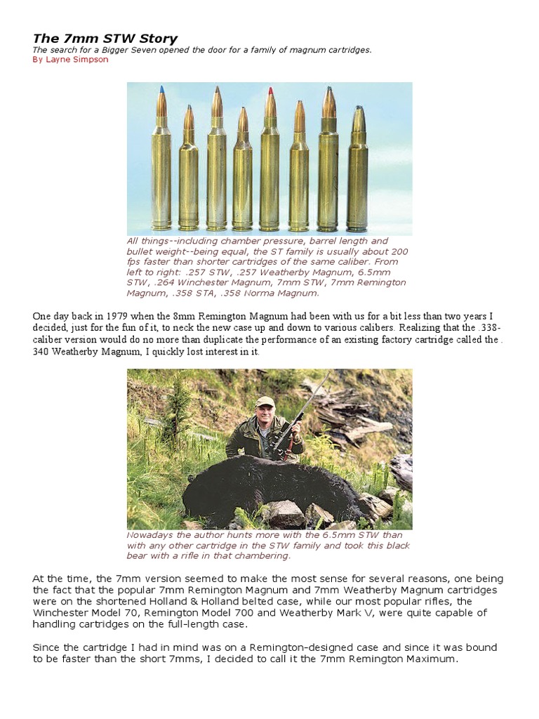 The 7mm STW Story | PDF | Cartridge (Firearms) | Ammunition