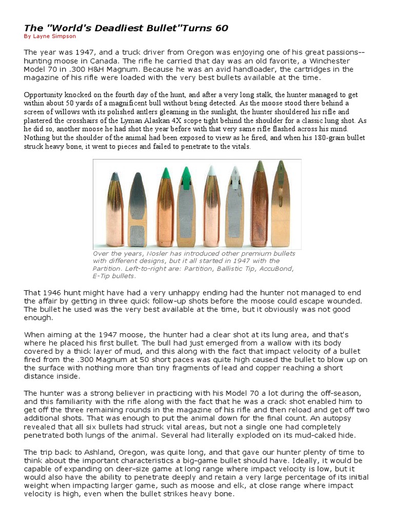 The World's Deadliest Bullet Turns 60 | PDF | Bullet | Big Game Hunting