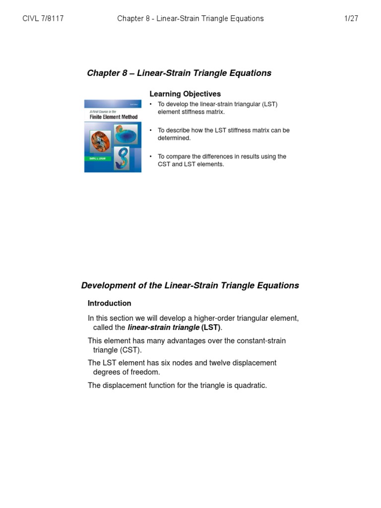 Chapter 8 - Linear-Strain Triangle Equations: Learning Objectives | PDF ...