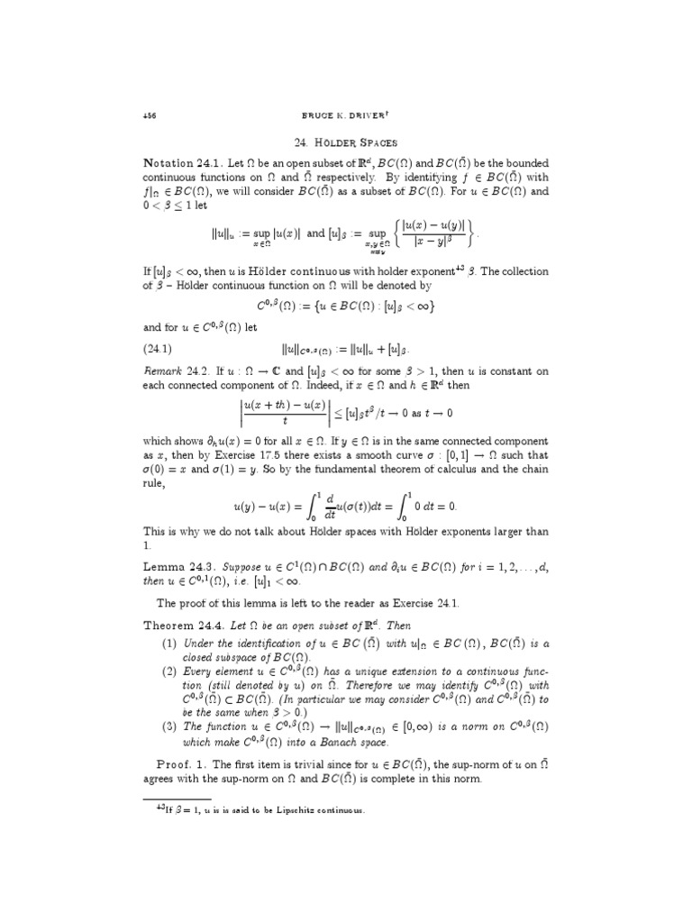 Holder Spaces | PDF | Continuous Function | Compact Space