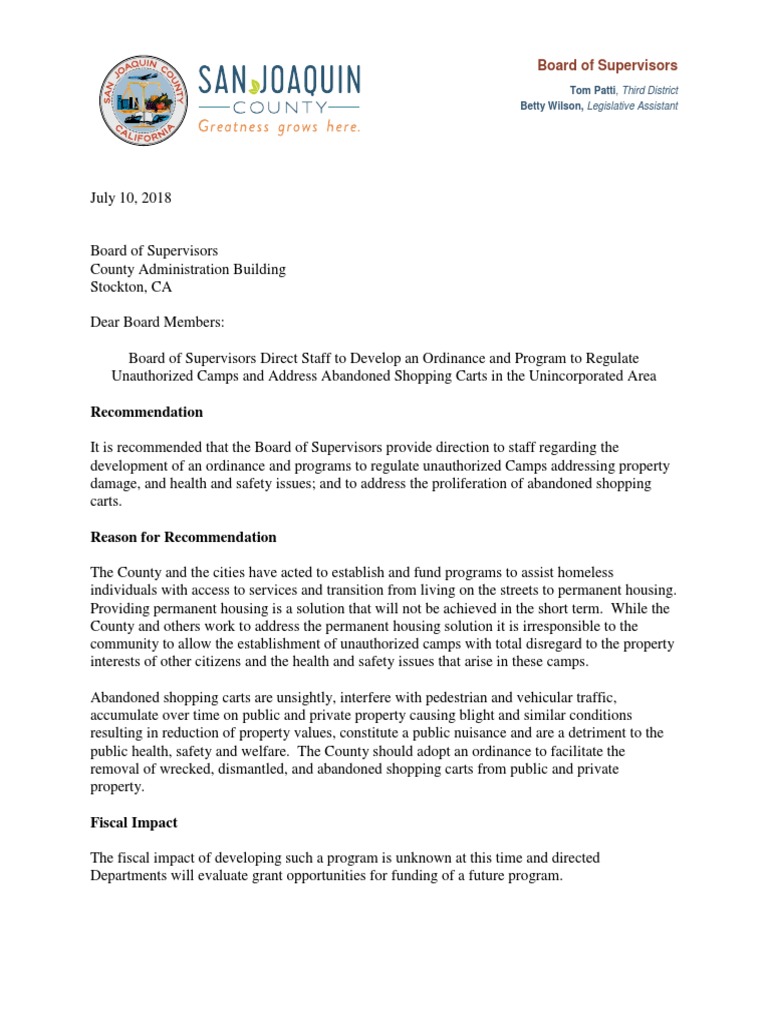 Tom Patti Letter To The Board | PDF | Property | Government