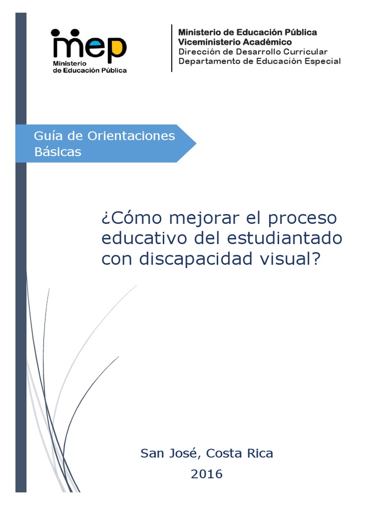 Guía Discapacidad Visual MEP ¿Cómo Mejorar El Proceso Educativo Del ...