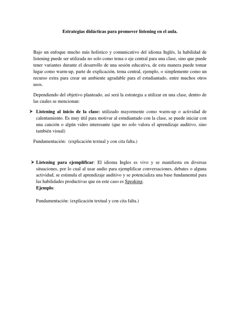 Estrategias de Listening en el Aula | PDF