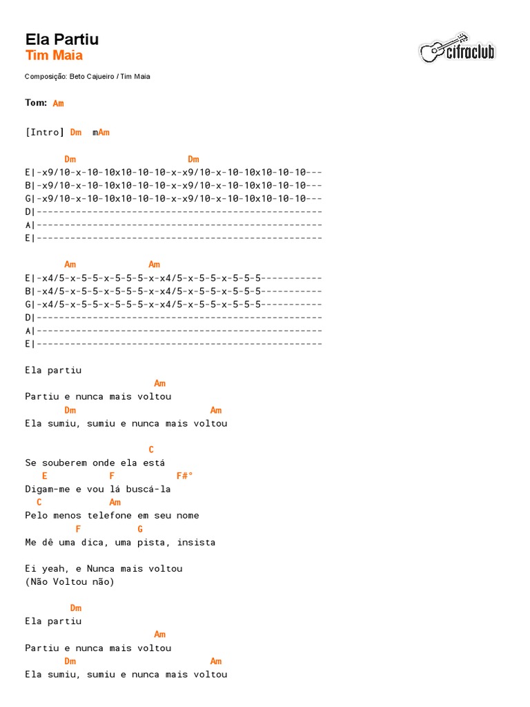 Cifra Club - Tim Maia - Ela Partiu PDF | PDF