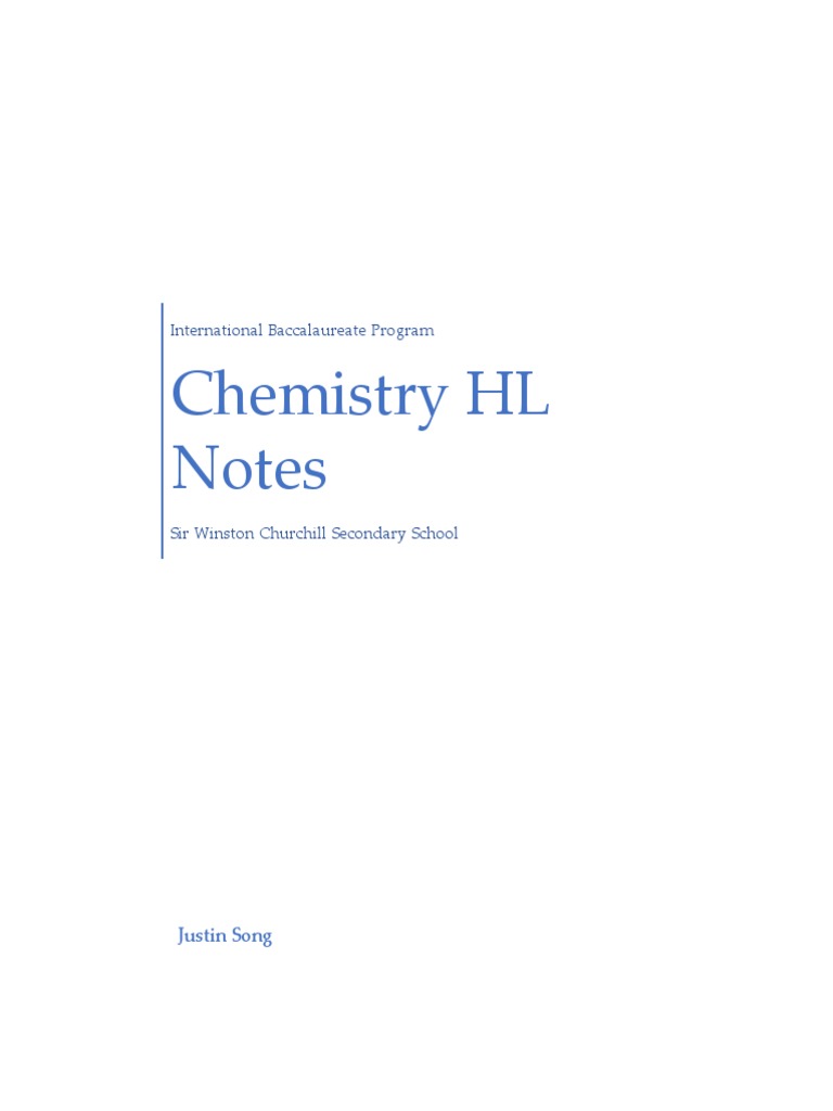 IB Chemistry HL Notes | PDF | Energy Level | Chemical Bond