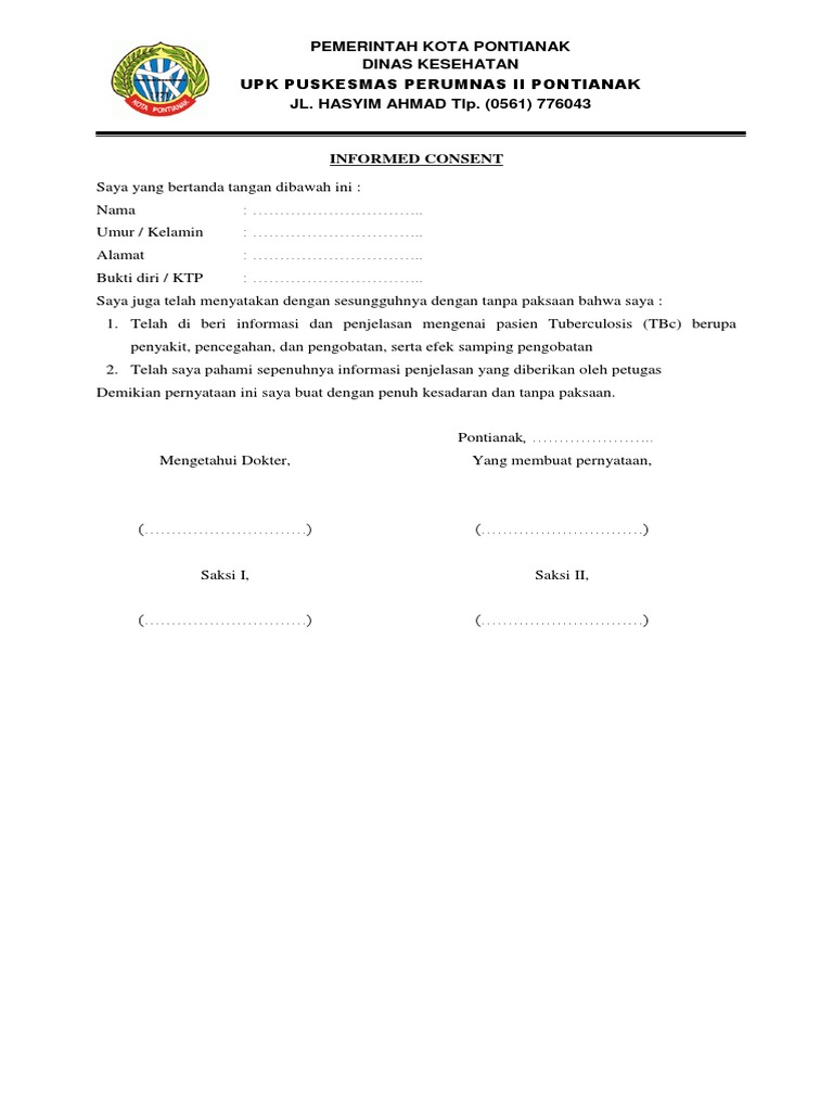 7.4.4.b. Form Informed Consent Pasien TB | PDF