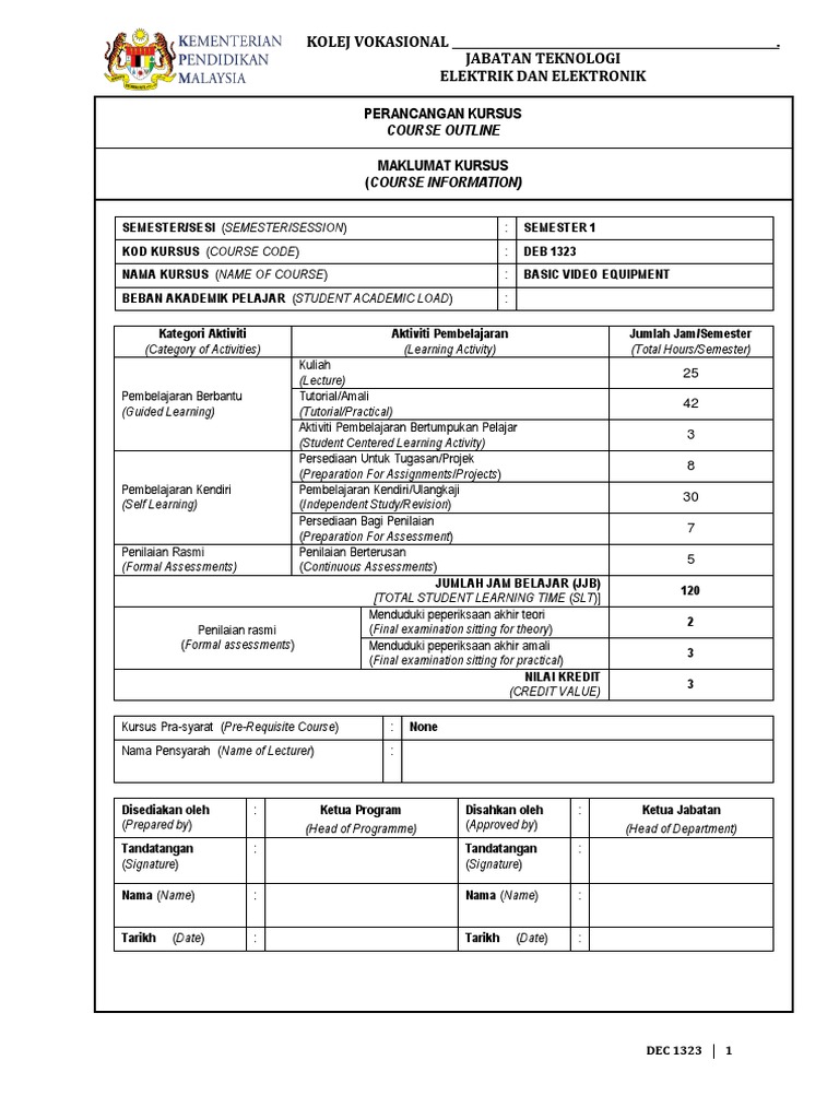 Kolej Vokasional - Jabatan Teknologi Elektrik Dan Elektronik | PDF ...
