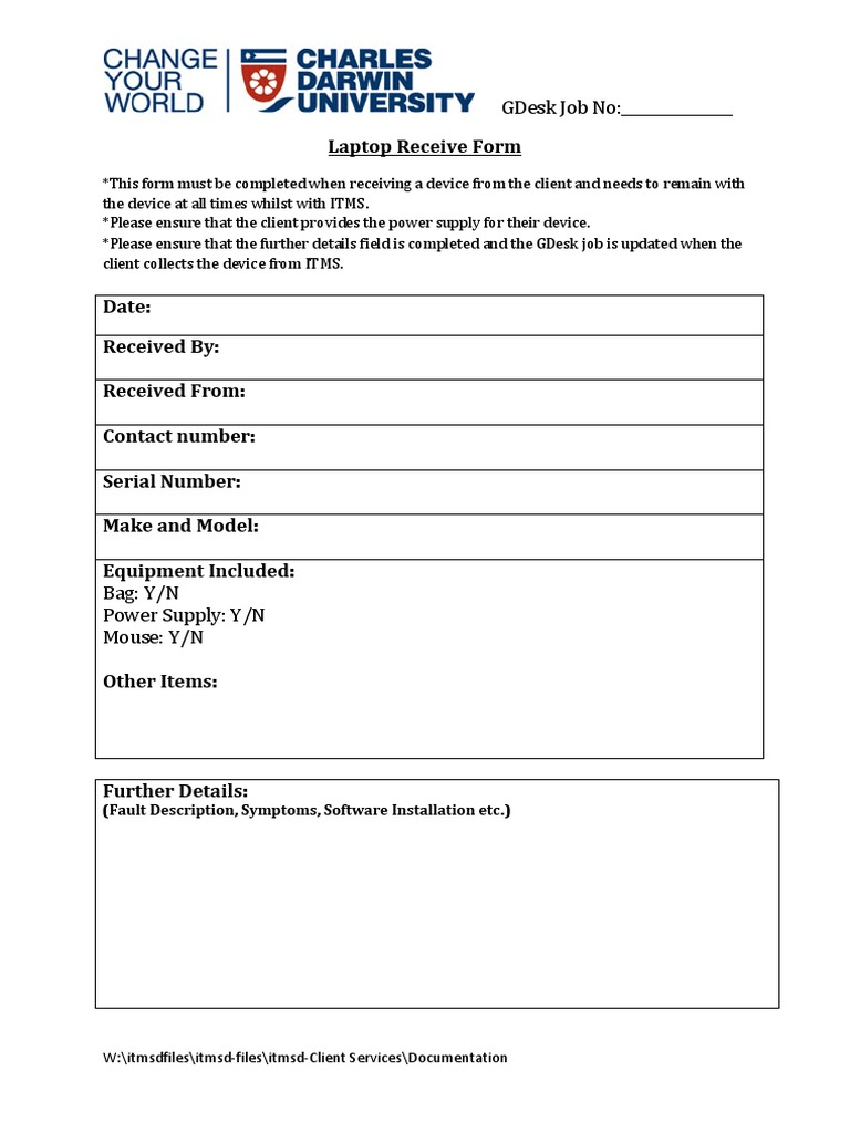 Laptop Receive Form | PDF