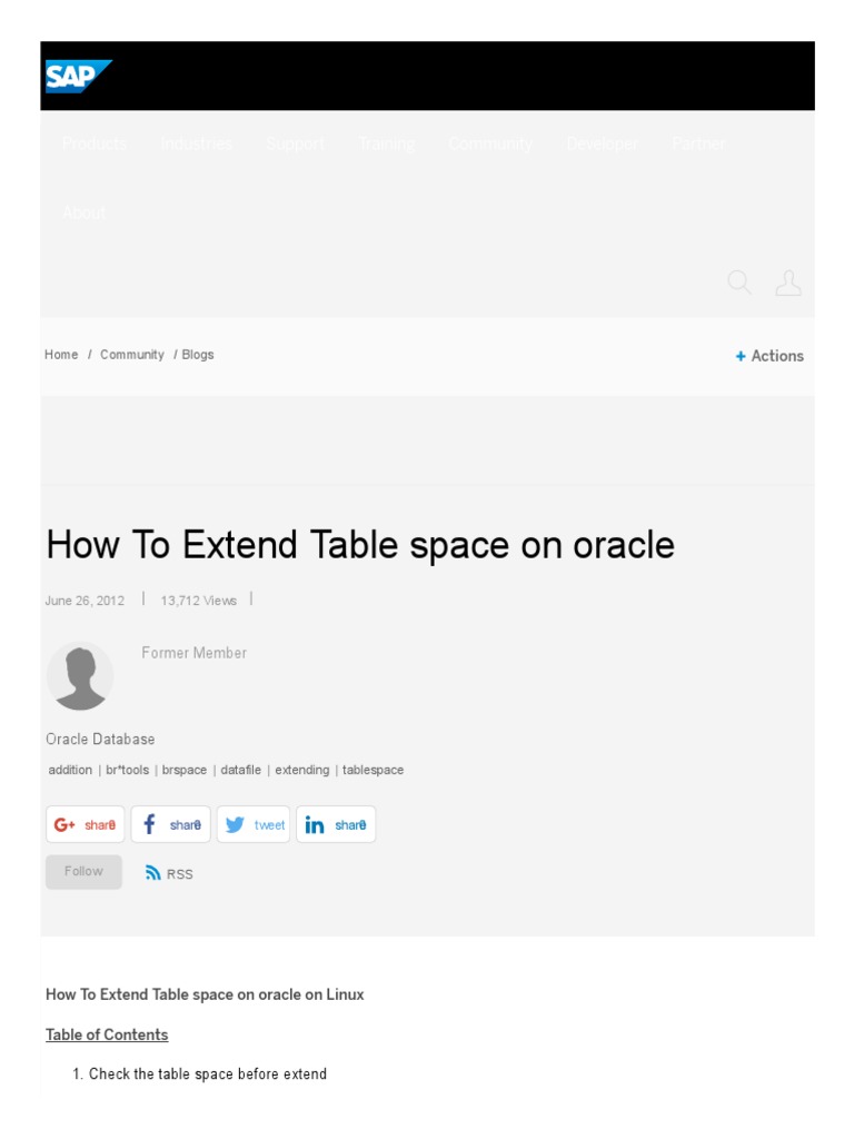 How To Extend Table Space On Oracle Download Free Pdf Oracle Database Databases