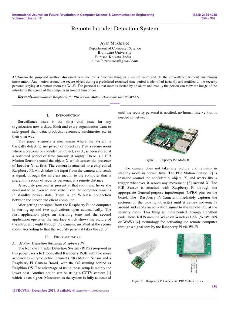 Remote Intruder Detection System | PDF | Raspberry Pi | Telecommunications
