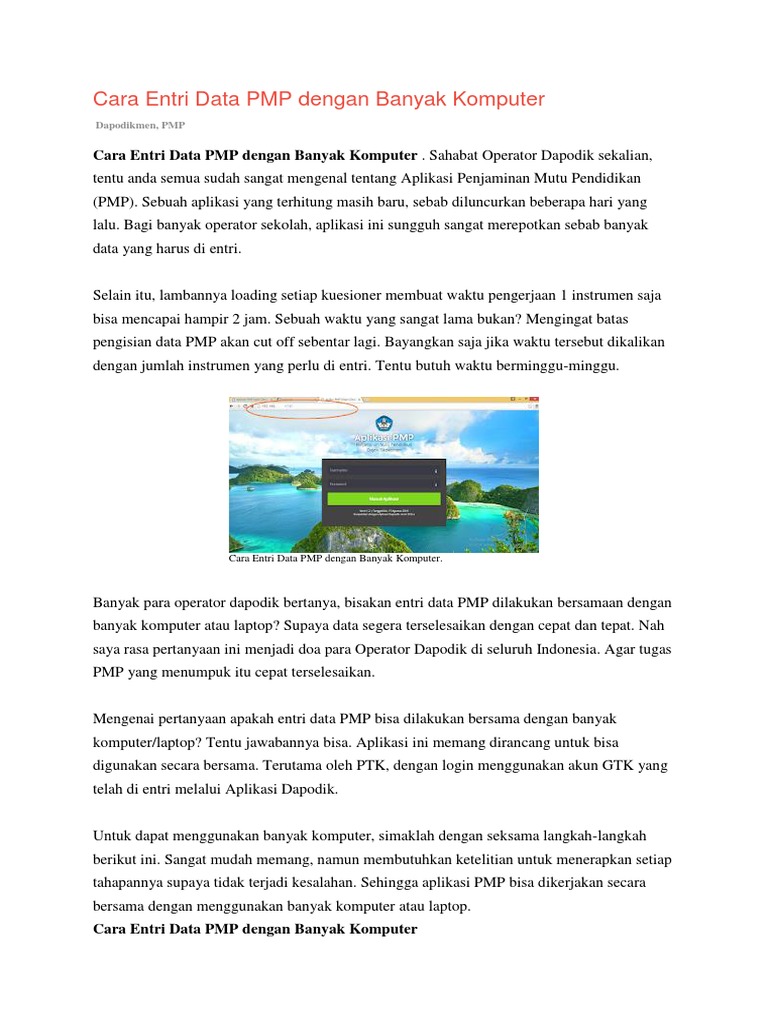 Cara Entri Data PMP Dengan Banyak Komputer | PDF
