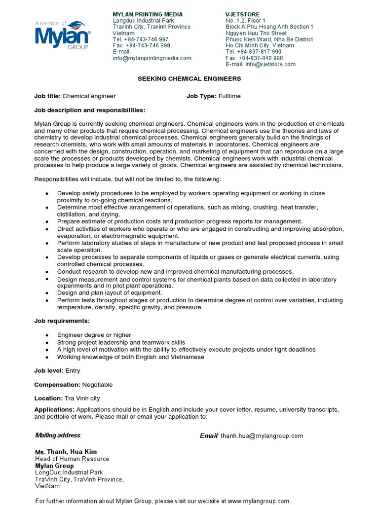 Job Advertisement PDF | PDF | Chemist | Chemical Engineering