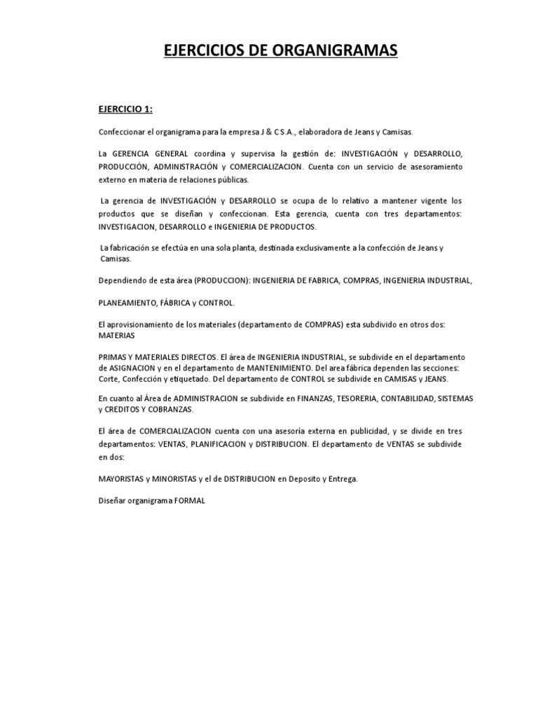 Ejercicios de Organigramas | PDF | Economias | Business