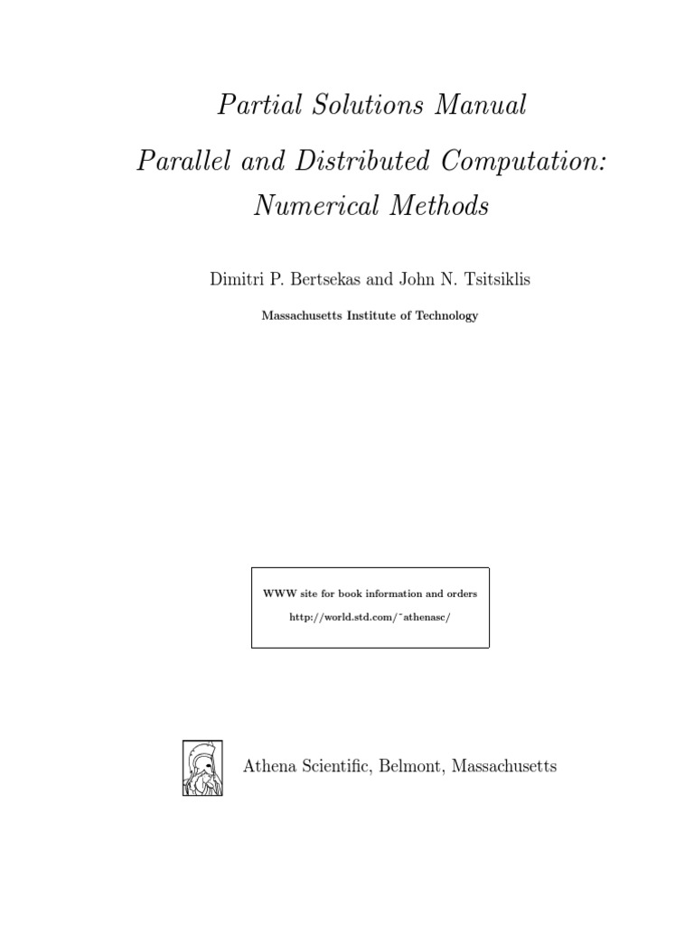 Partial Solutions Manual Parallel and Distributed Computation: Numerical Methods | PDF | Matrix ...