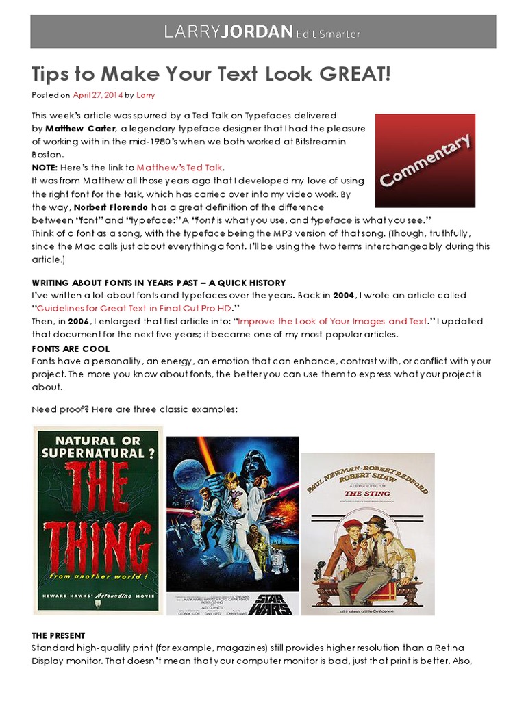 Tips To Make Your Text Look GREAT | PDF | Video | Typefaces