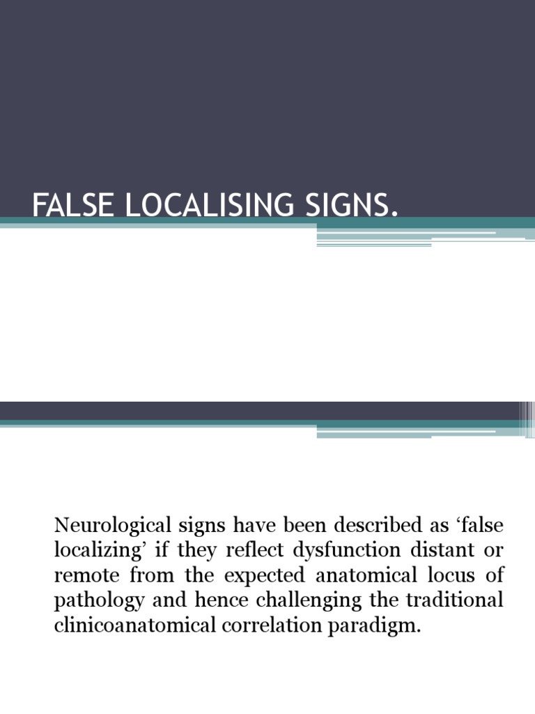 False Localising Signs | PDF | Neurological Disorders | Neurology