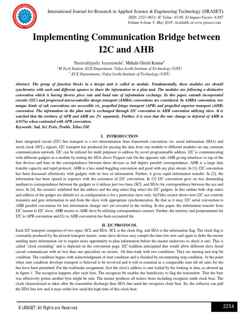 Implementing Communication Bridge Between I2C and AHB | PDF | Computer Engineering | Digital ...