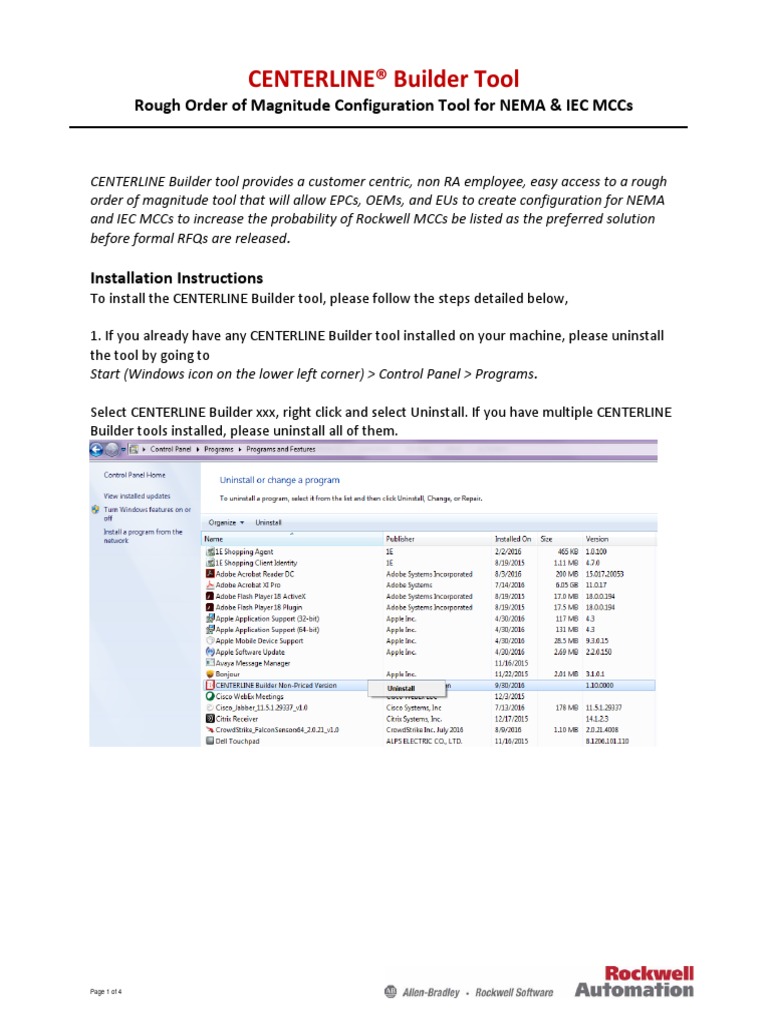 CENTERLINE Builder Installation and Registration Instructions V1.0 ...