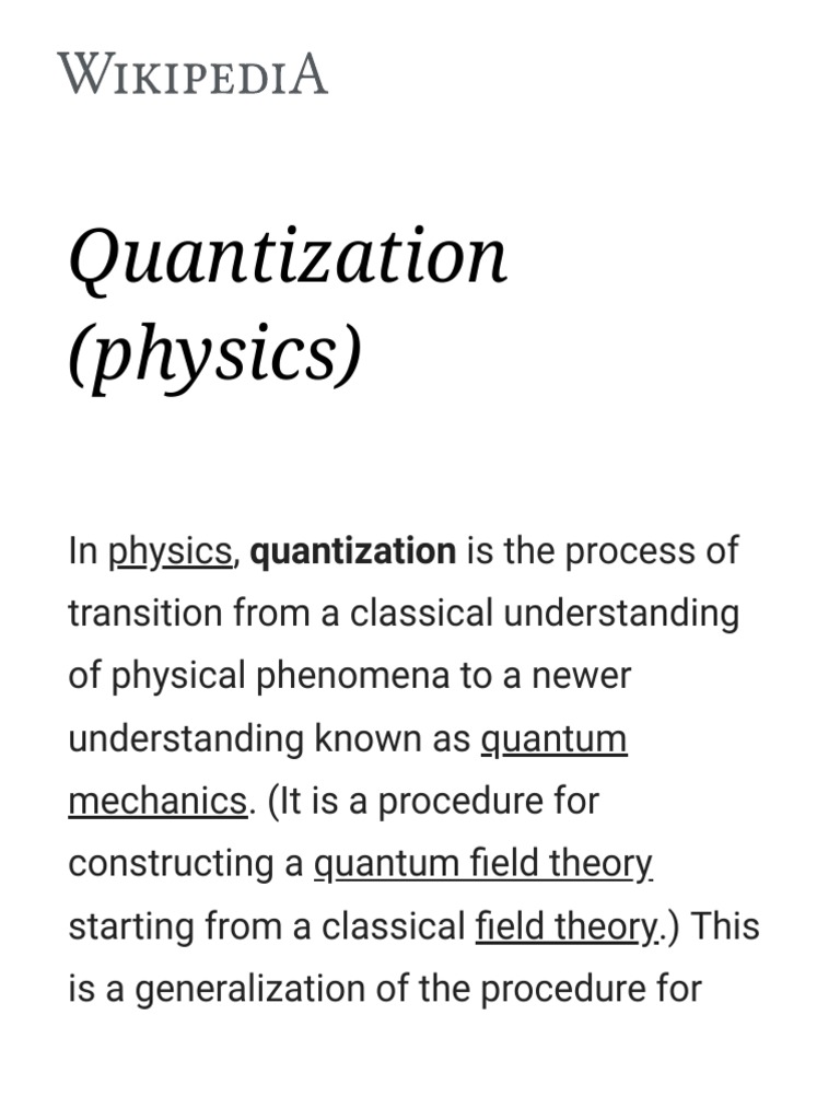 Quantization (Physics) | PDF | Quantization (Physics) | Quantum Field ...