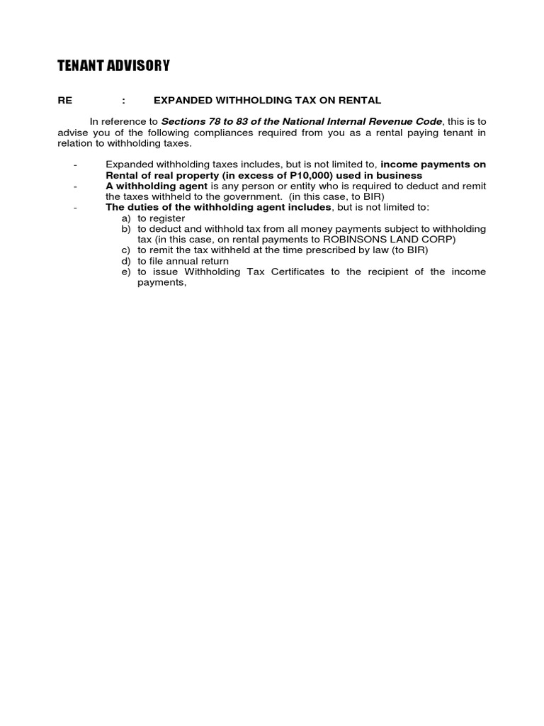 Tenant Advisory | PDF | Business | Finance & Money Management