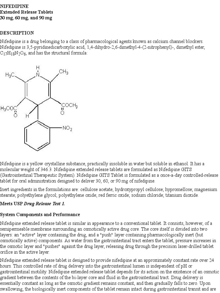 NIFEDIPINE Extended Release Tablets 30 Mg, 60 Mg, And 90 Mg ...
