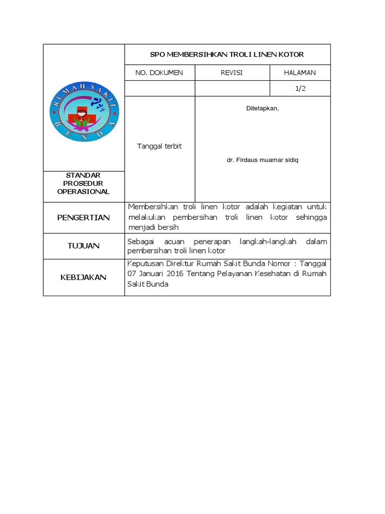 11.spo Pembersihan Troly Linen Kotor | PDF