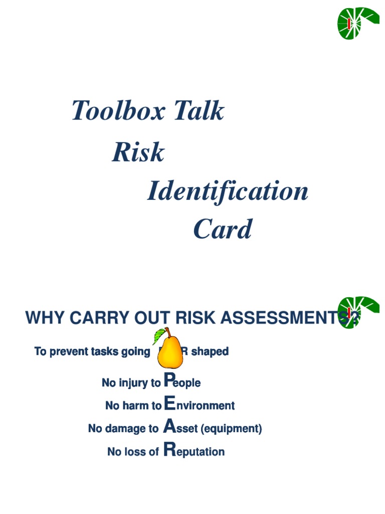 Toolbox Talk Risk Identification Card | PDF | Risk Assessment | Risk