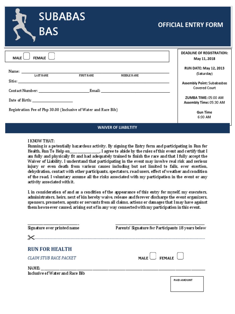 Fun Run Registration Form | PDF | Justice | Crime & Violence