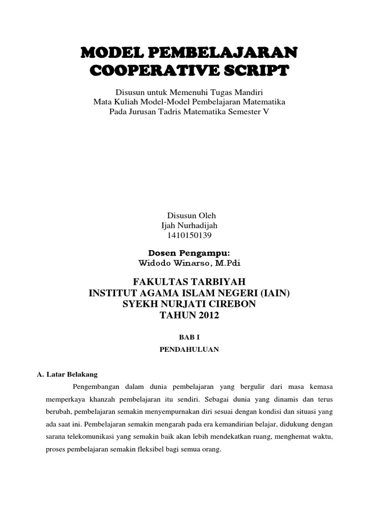 Model Pembelajaran Cooperative Script | PDF