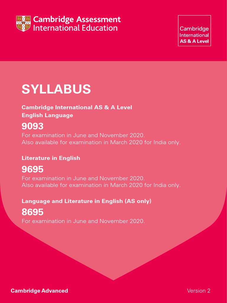 Syllabus: Cambridge International AS & A Level English Language | PDF ...