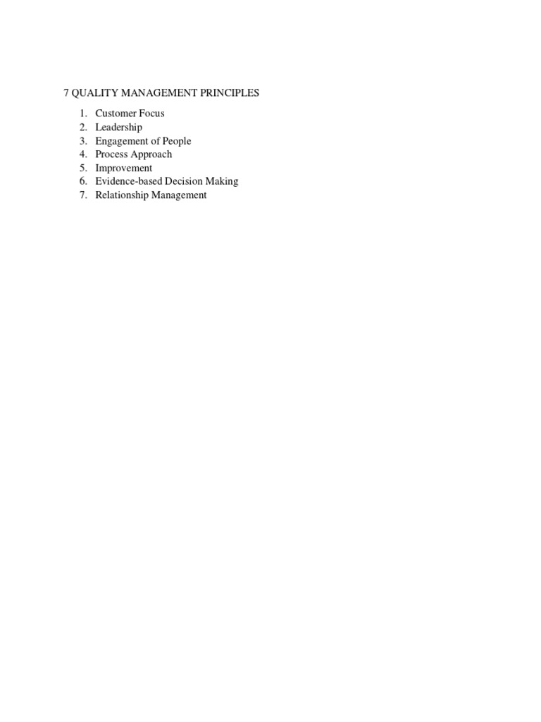 7 Quality Management Principles | PDF