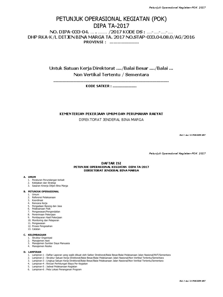 Petunjuk Operasional Kegiatan POK 2017 | PDF